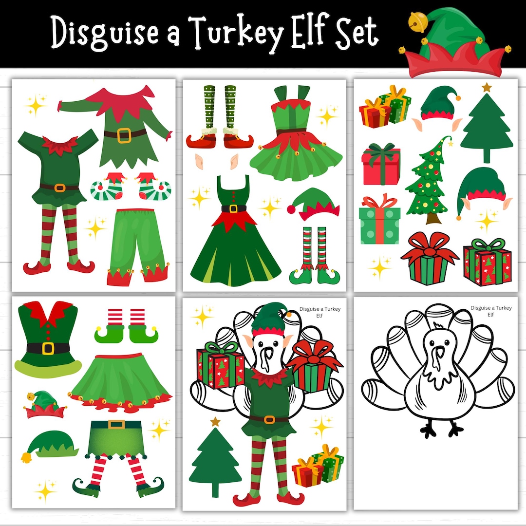 Disguise a Turkey Elf, Elf Turkey, Turkey Printables, Turkey in ...