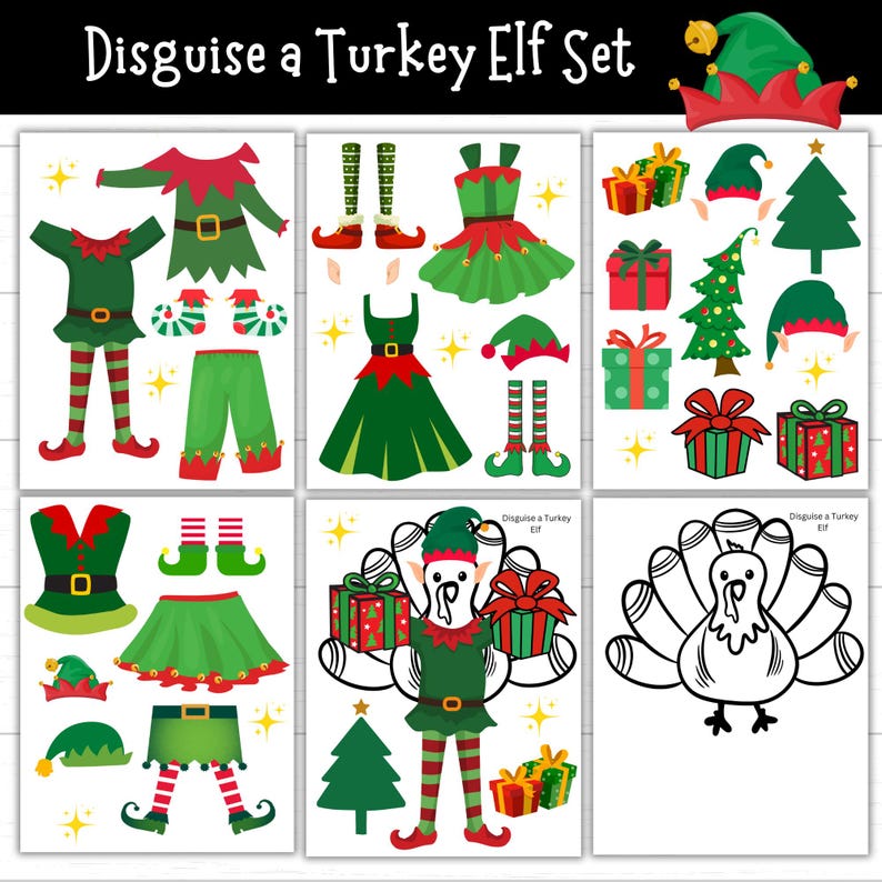 Disguise a Turkey Elf, Elf Turkey, Turkey Printables, Turkey in ...