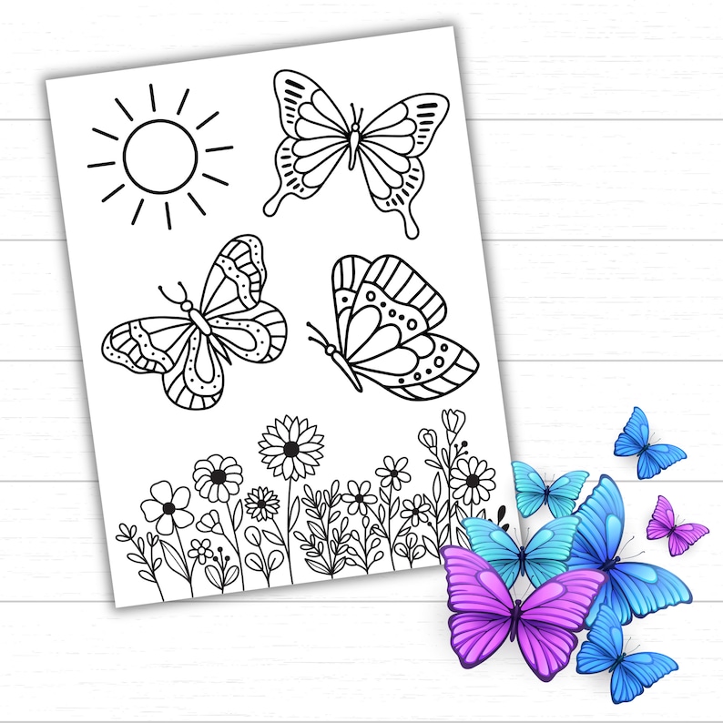 Printable Butterfly Coloring Page, Butterfly Coloring Sheet, Butterfly ...