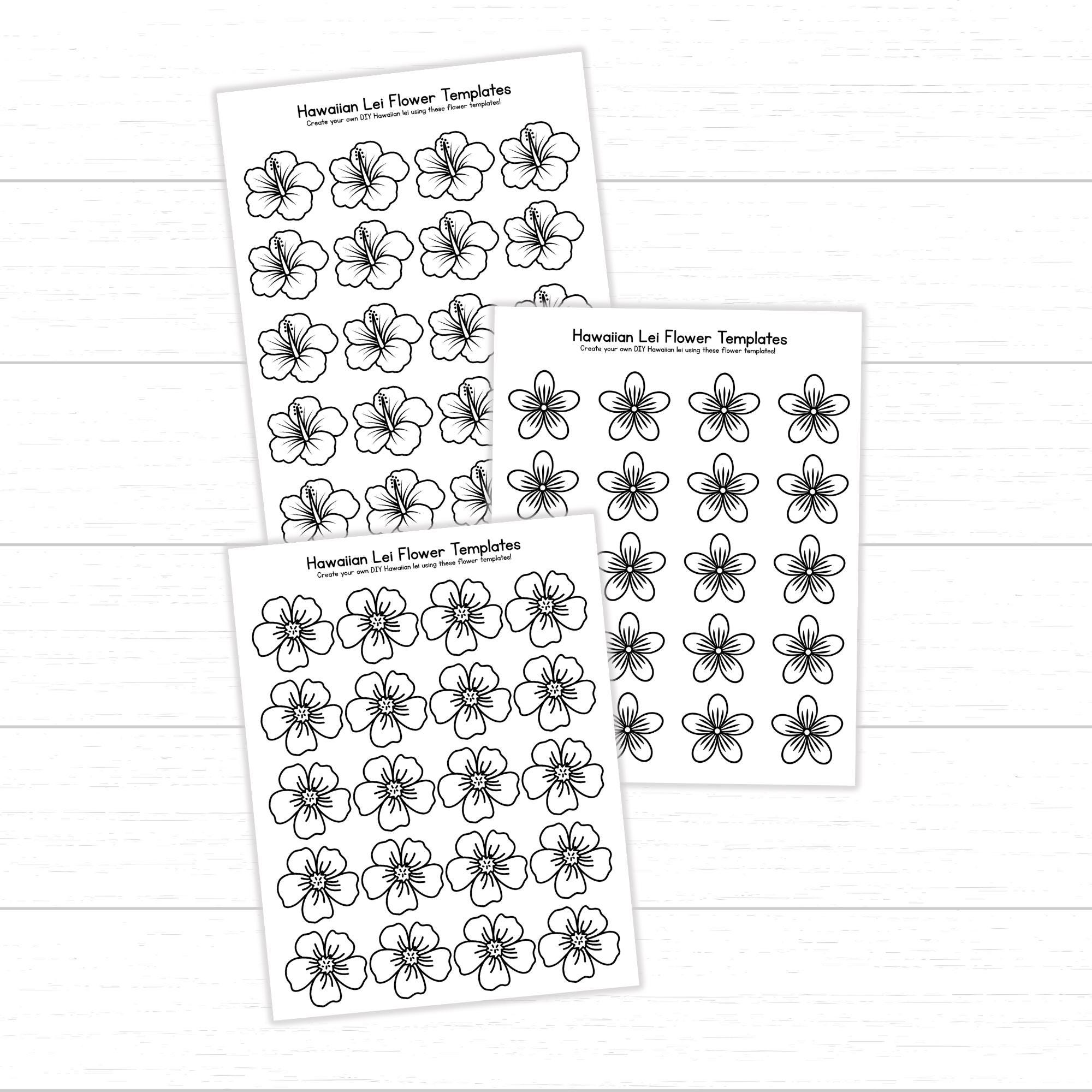 Printable DIY Hawaiian Lei Flower Templates, Flower Cutouts, Tropical ...