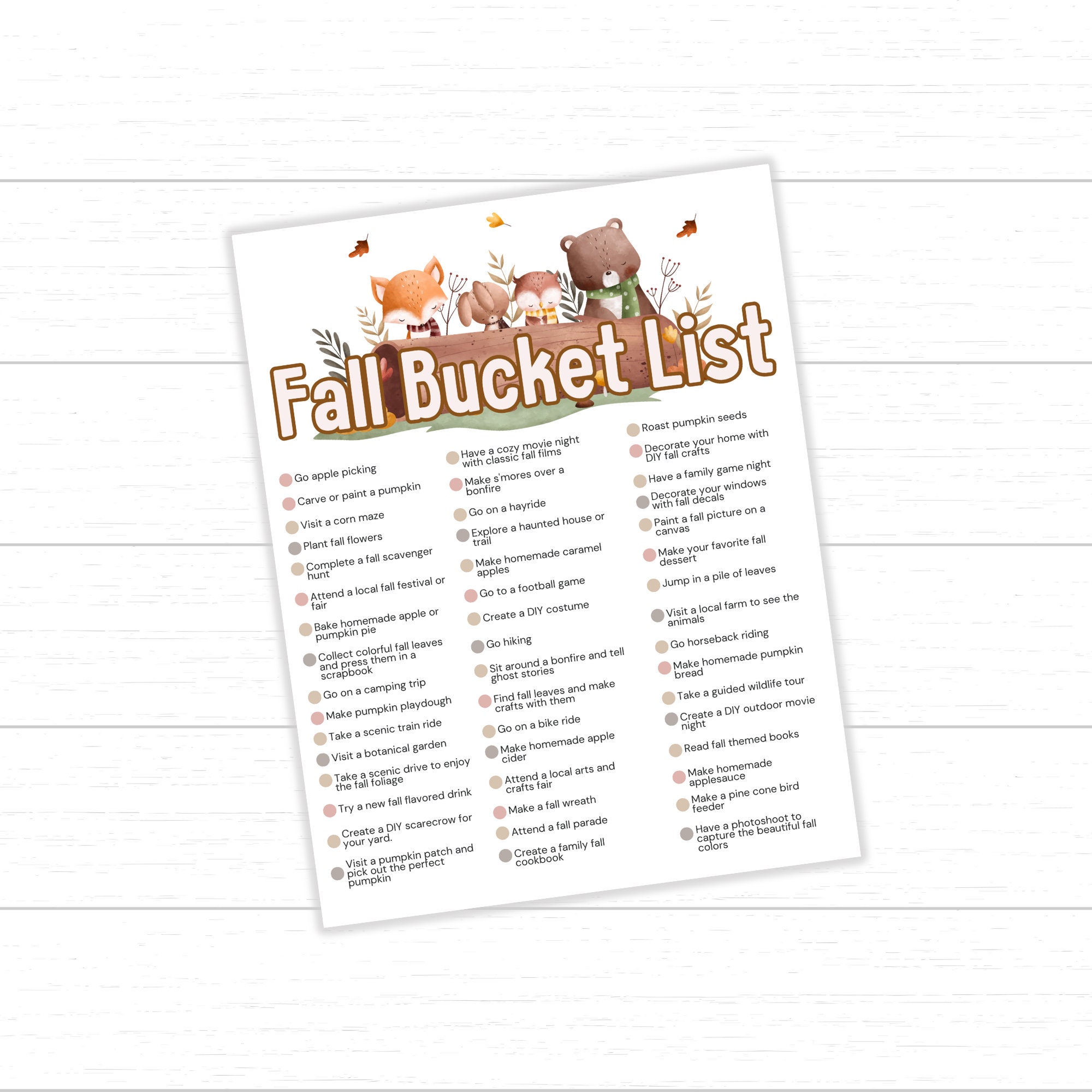 Fall Bucket List Printable for Kids, Autumn Bucket List, Fall Checklist ...