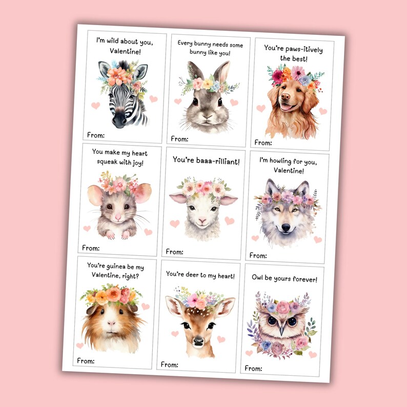 Cute Animal Valentine Cards Printable – 27 Kids Classroom Exchange ...