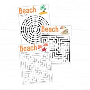 Printable Beach Mazes for Kids, Summer Activity Pack (PDF) - Etsy