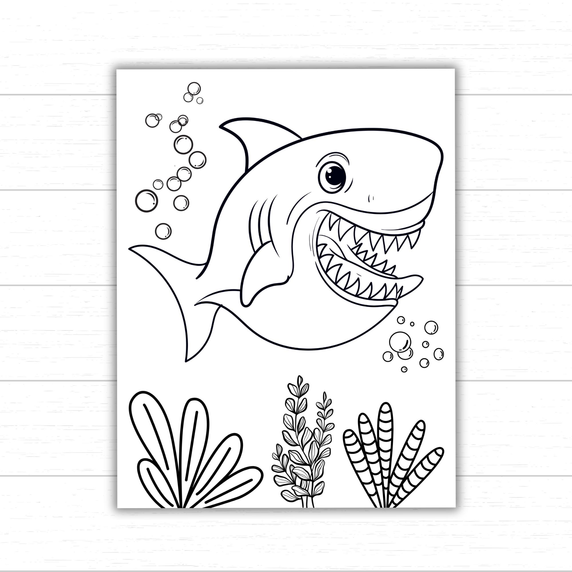 Printable Shark Coloring Pages for Kids, Ocean Themed Coloring Sheets ...