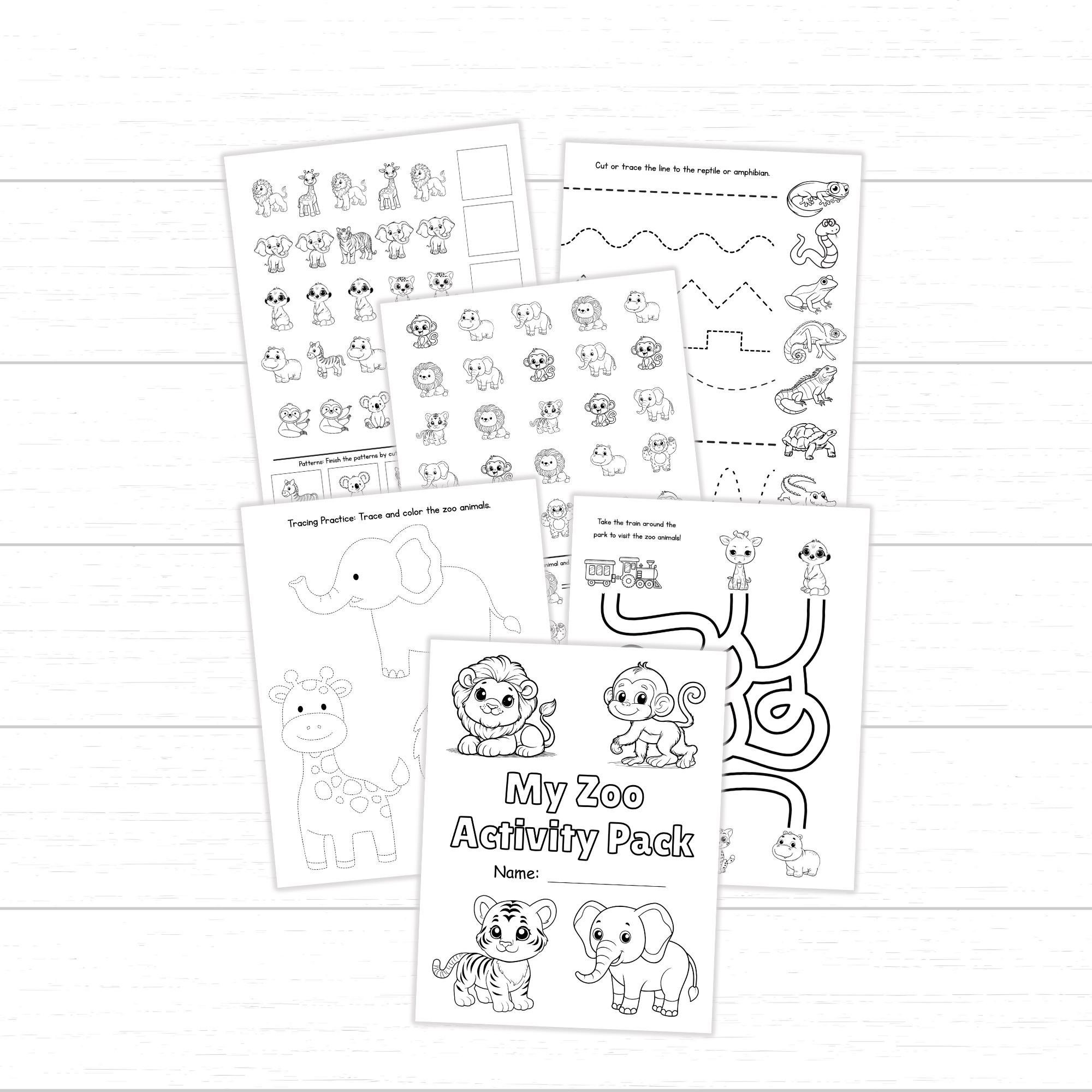 Zoo Activity Pack Printable for Preschool and Kindergarten, Printable ...