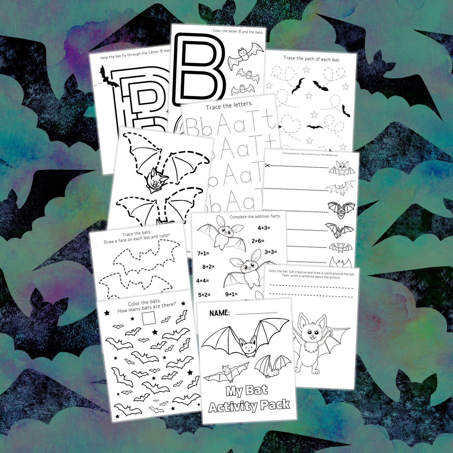Bat Activity Pack Printable, Bat Worksheets, Bat Unit, Bat Learning Set ...