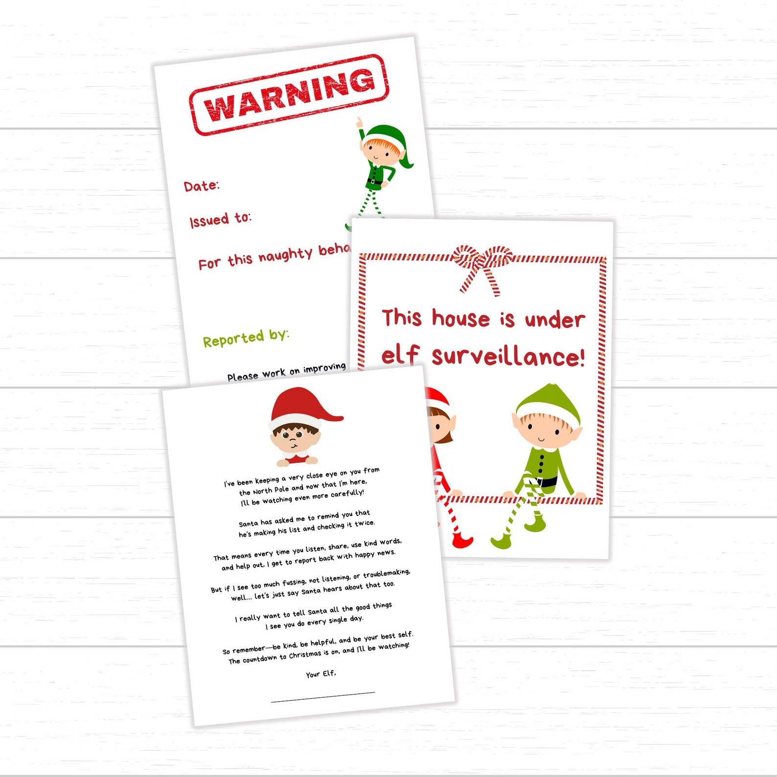 Elf Surveillance Pack Printable, Letter From Elf, Warning Letter ...