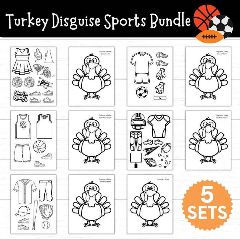 Disguise a Turkey Sports Bundle, Sport Turkey Disguise Project ...