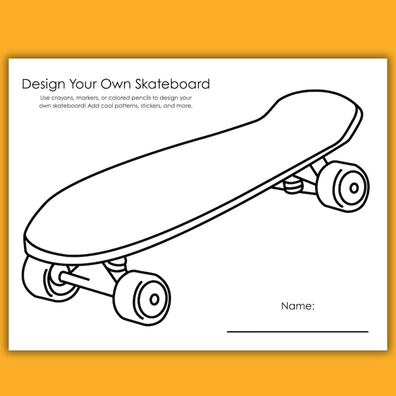 Design Your Own Skateboard Printable, Skateboard Activity Pack for Kids ...