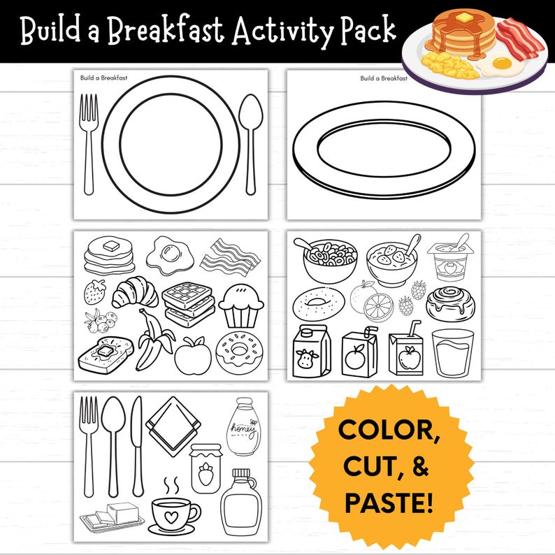 Build a Breakfast Printable for Kids – Cut and Paste Preschool Food ...