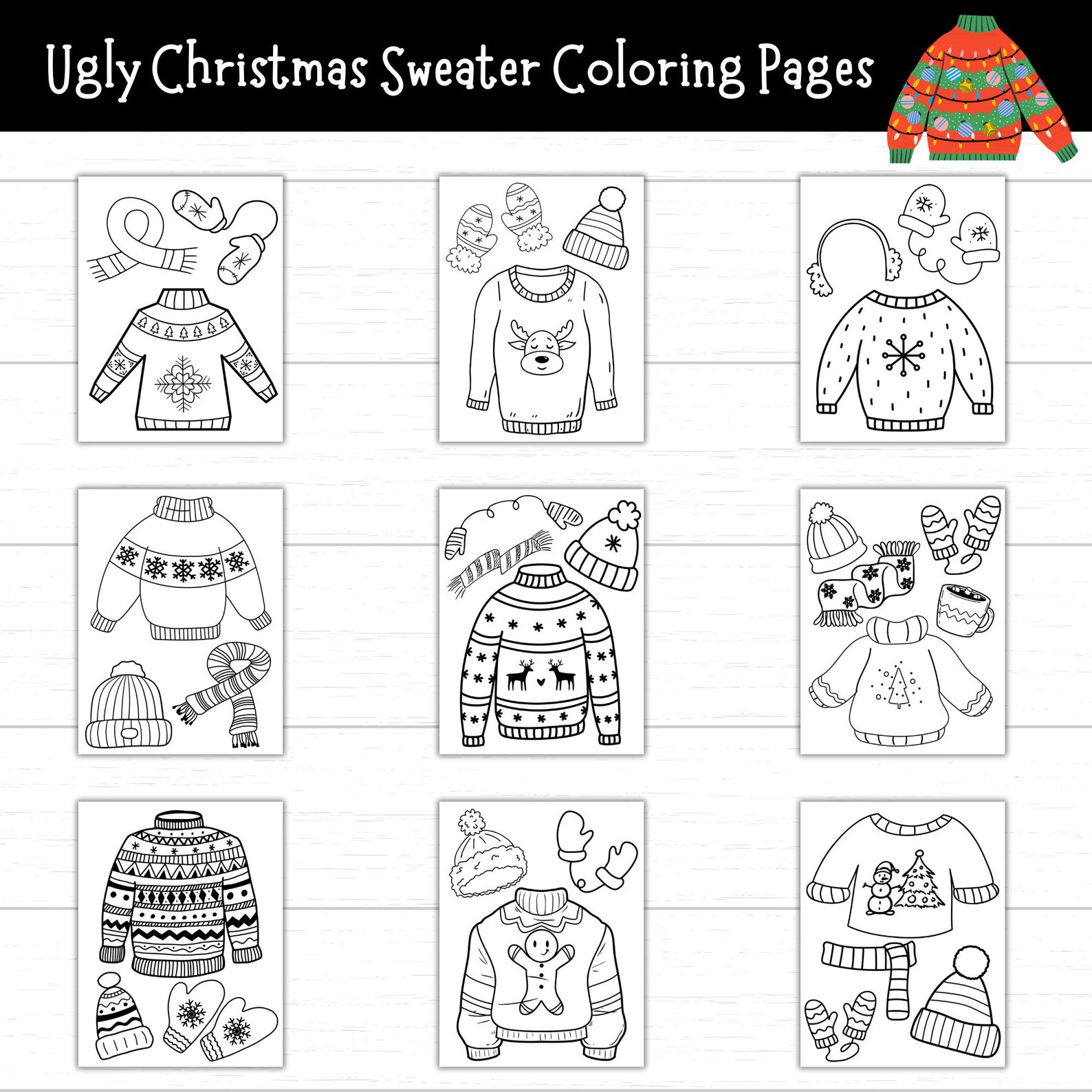 Ugly Christmas Sweater Coloring Pages, Ugly Christmas Sweater ...