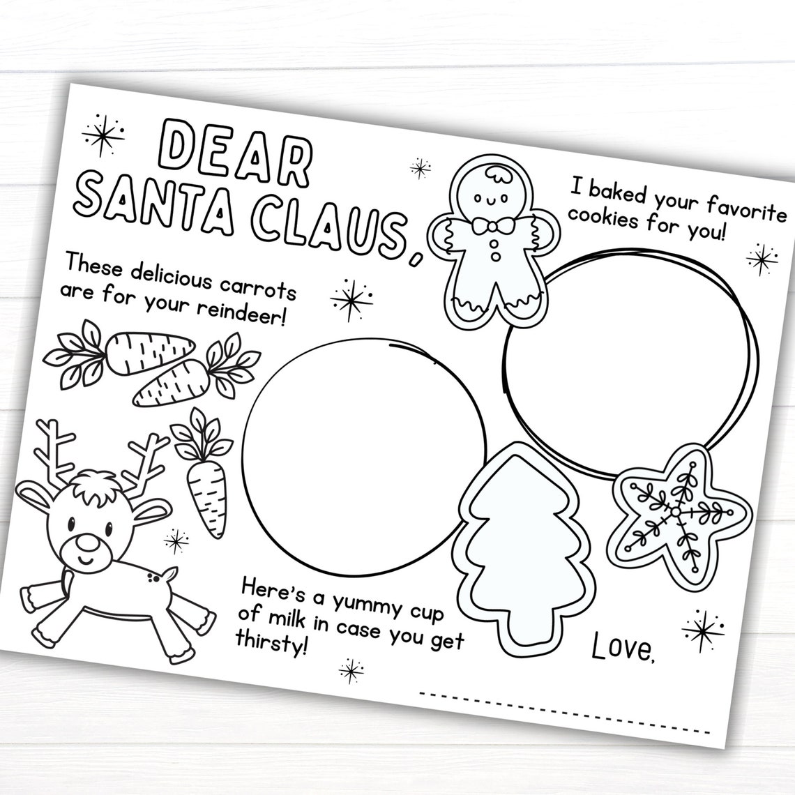 Milk and Cookies for Santa Printable Placemat, Printable Christmas ...