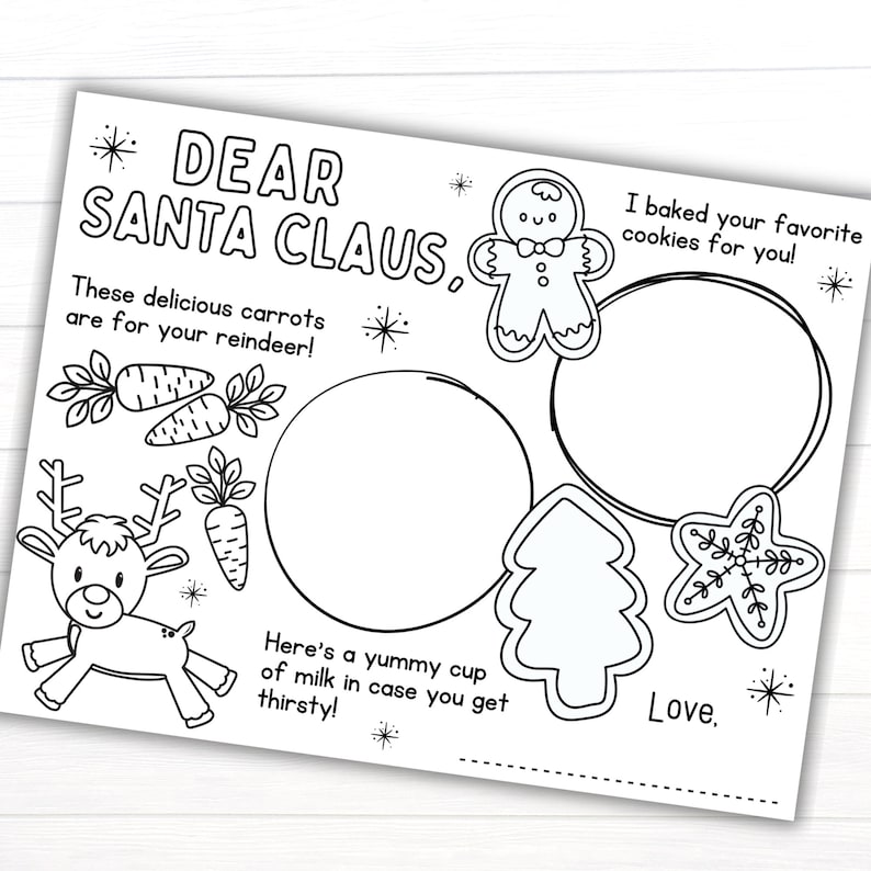 Milk and Cookies for Santa Printable Placemat, Printable Christmas ...