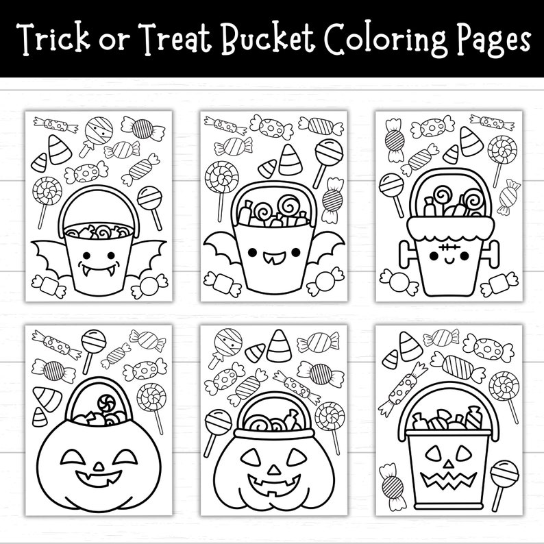 Trick or Treat Bucket Coloring Pages, Halloween Candy Bucket Coloring ...