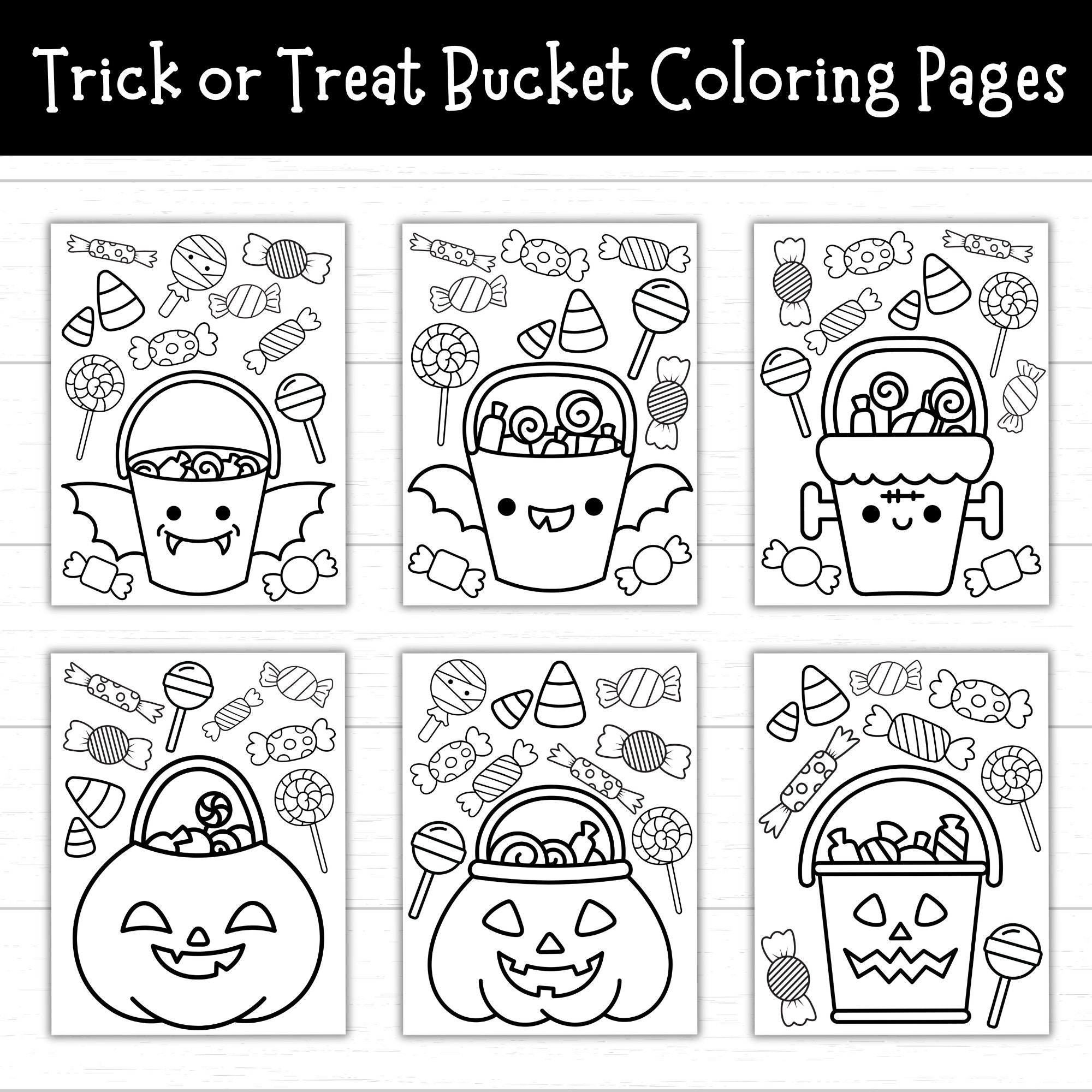 Trick or Treat Bucket Coloring Pages, Halloween Candy Bucket Coloring ...