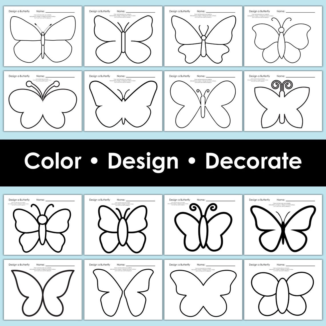 Design a Butterfly Printable for Kids, 16 Butterfly Templates Coloring ...