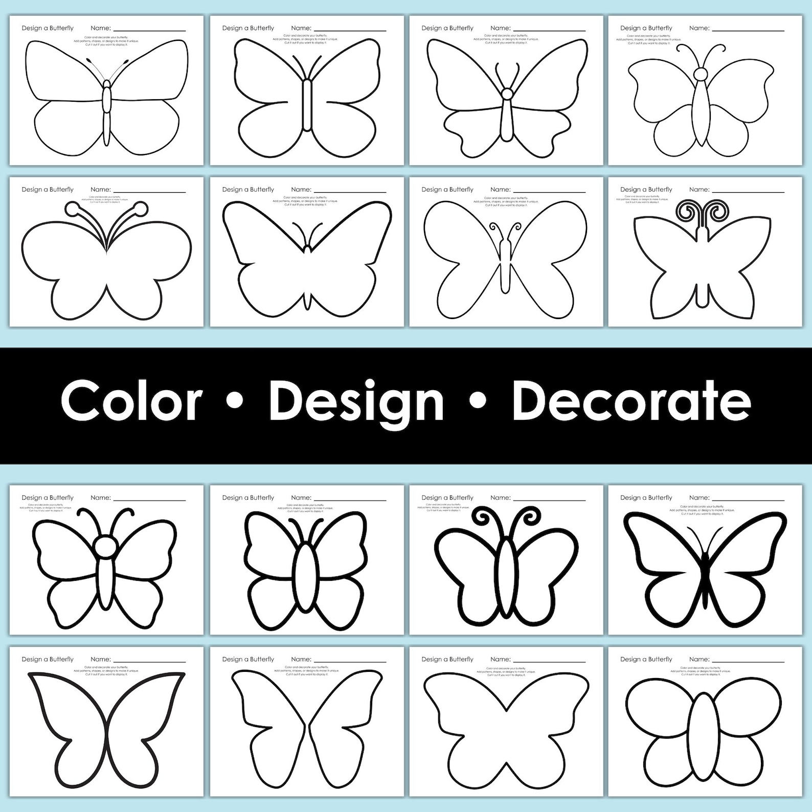Design a Butterfly Printable for Kids, 16 Butterfly Templates Coloring ...