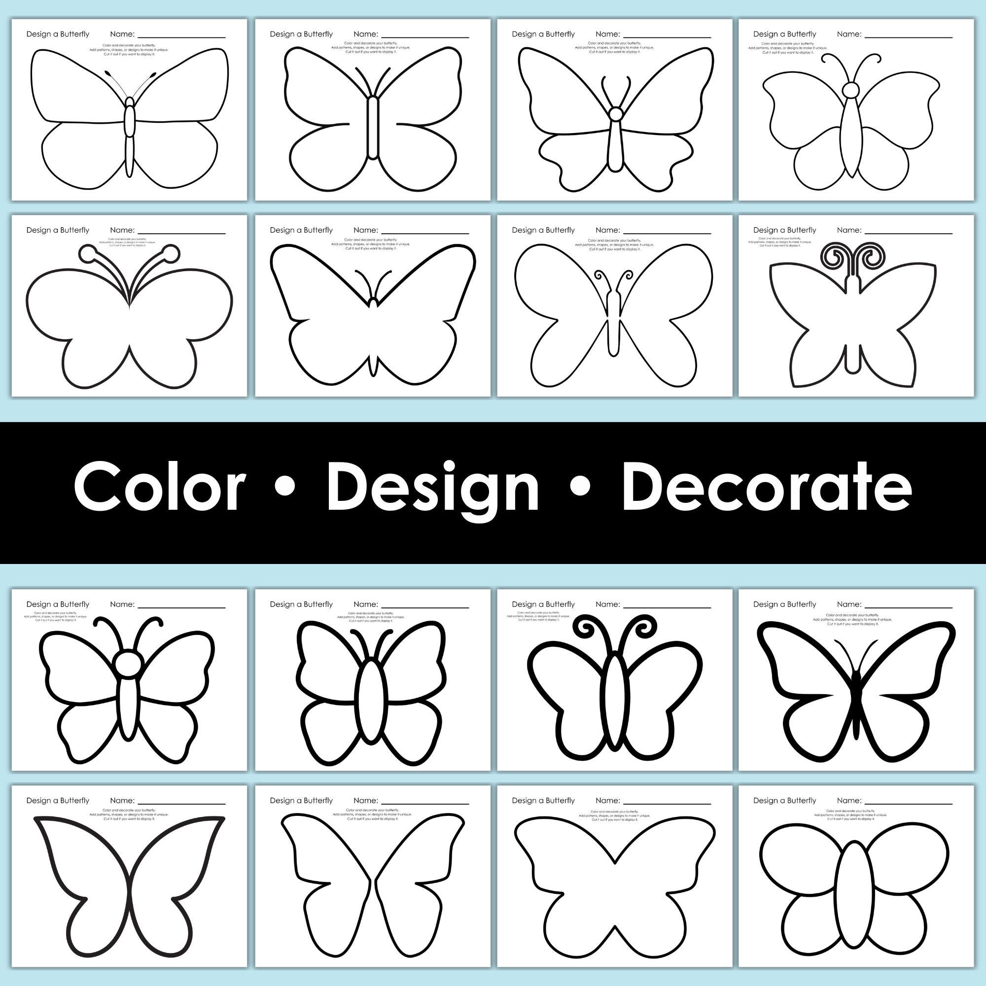 Design a Butterfly Printable for Kids, 16 Butterfly Templates Coloring ...