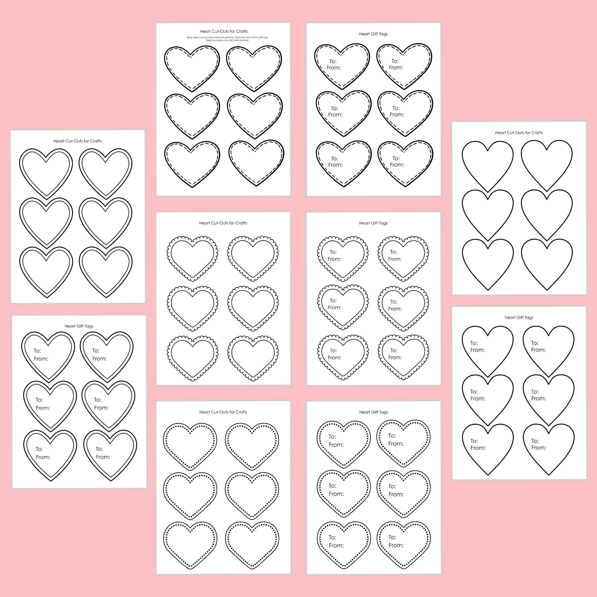 Printable Heart Cut-outs for Crafts – Templates, Outline, Gift Tags ...