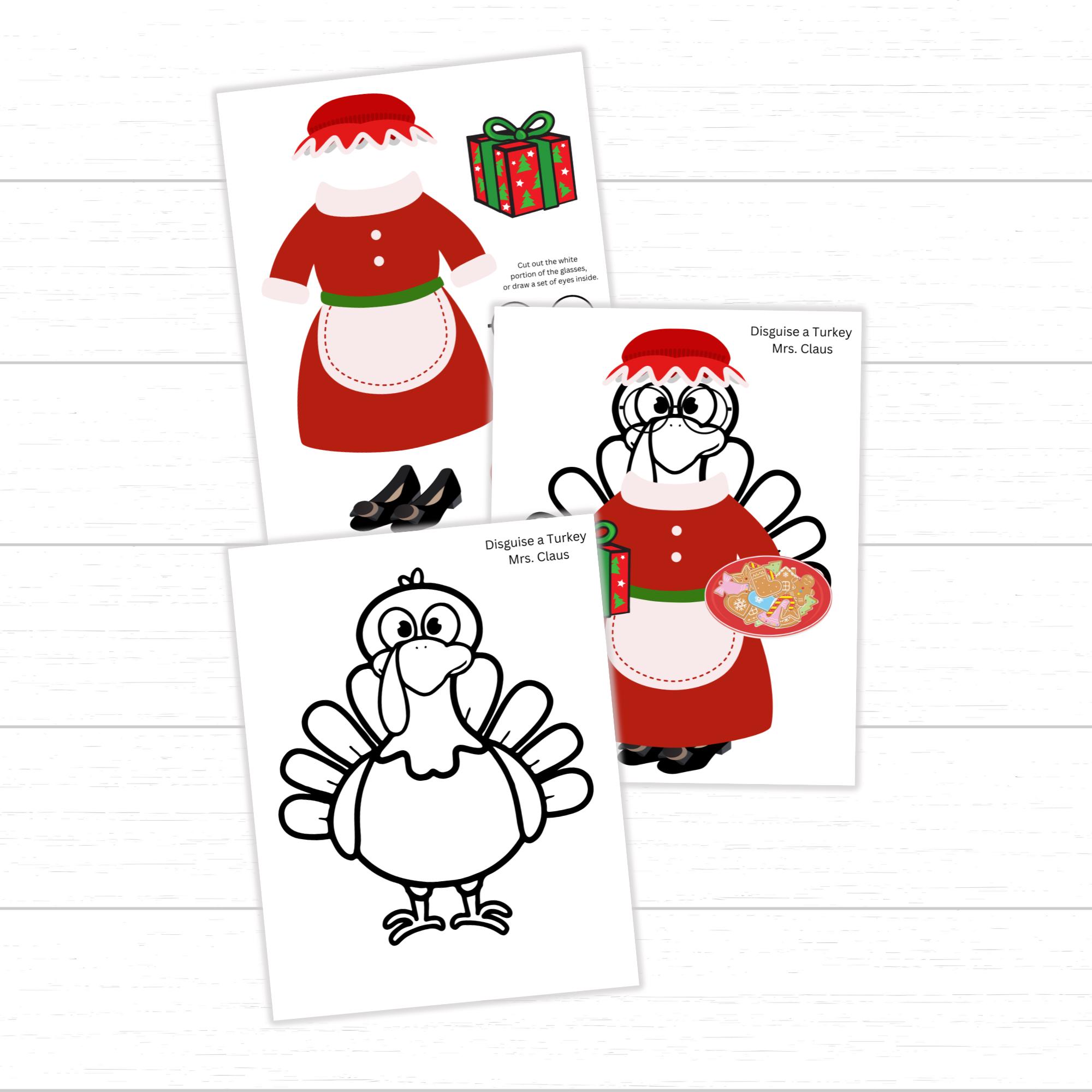 Disguise a Turkey Mrs. Claus, Mrs. Claus Turkey, Mrs. Claus Printable ...