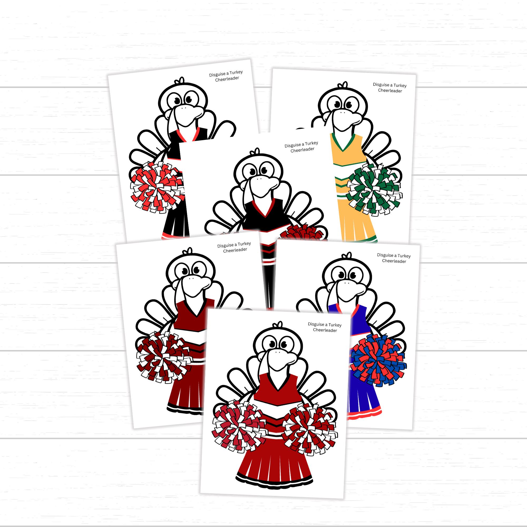 Disguise a Turkey Cheerleader Uniform Printable Pack, Cheerleader ...