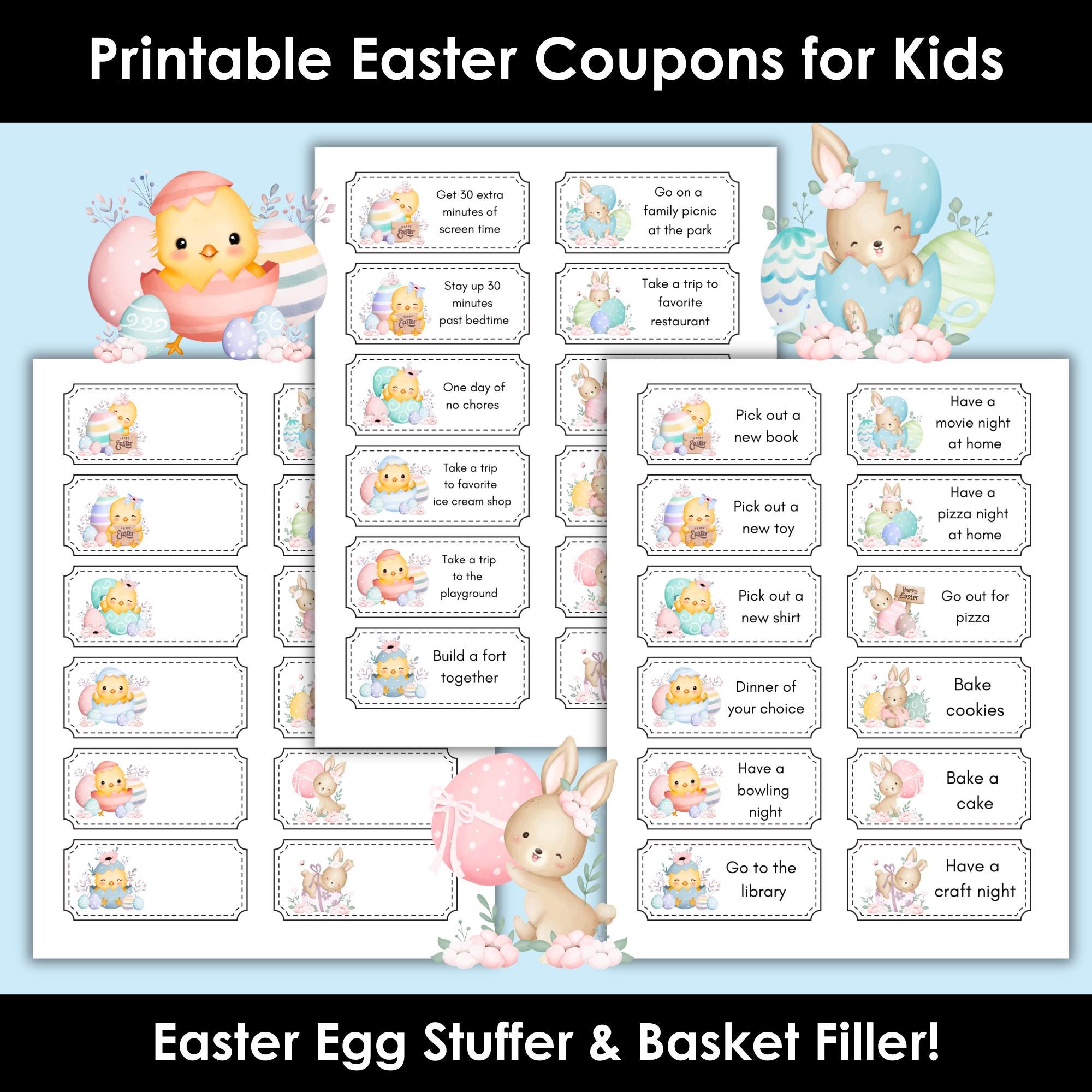 Printable Easter Coupons for Kids, Easter Egg Filler, Basket Stuffers ...