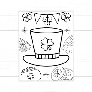 St. Patrick’s Day Coloring Pages for Kids Printable, Leprechaun Hat ...