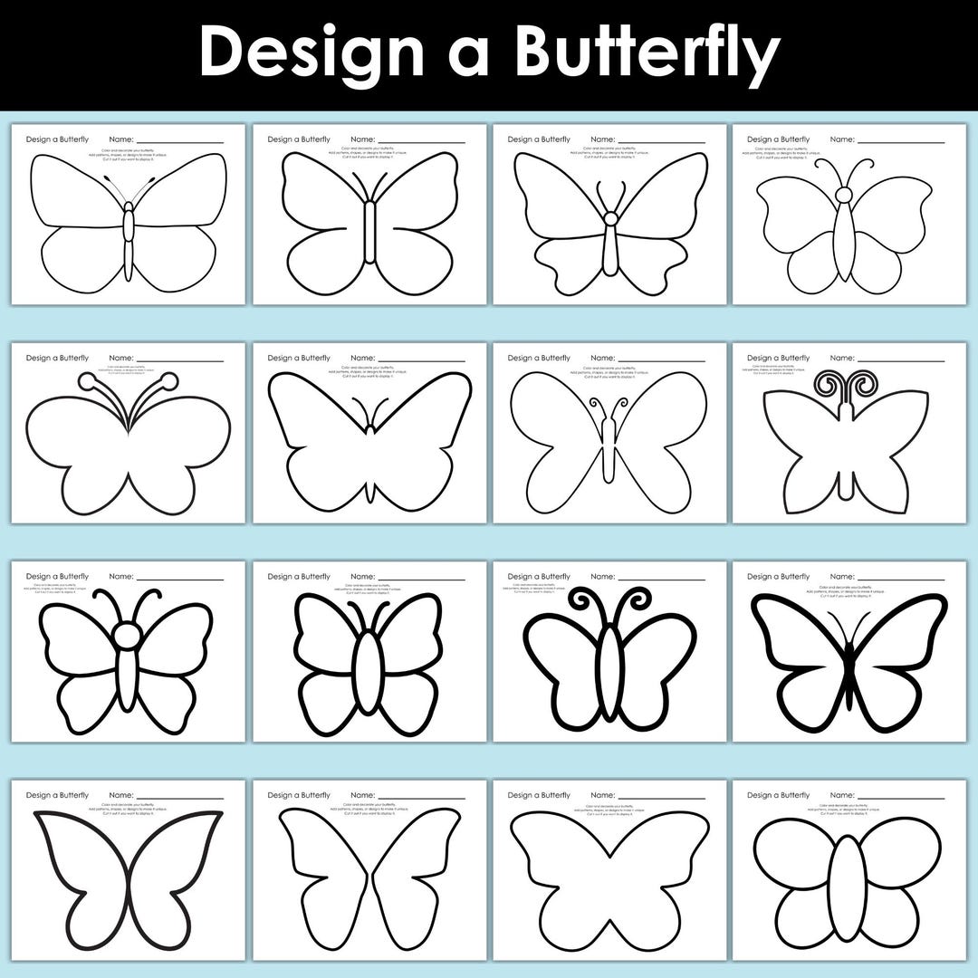Design a Butterfly Printable for Kids, 16 Butterfly Templates Coloring ...