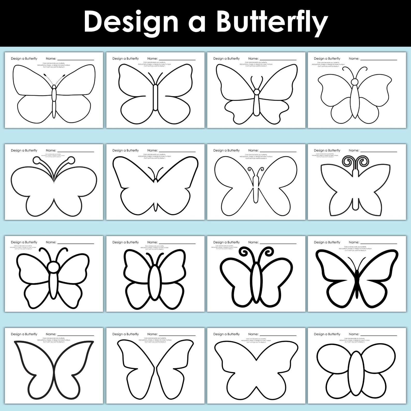 Design a Butterfly Printable for Kids, 16 Butterfly Templates Coloring ...