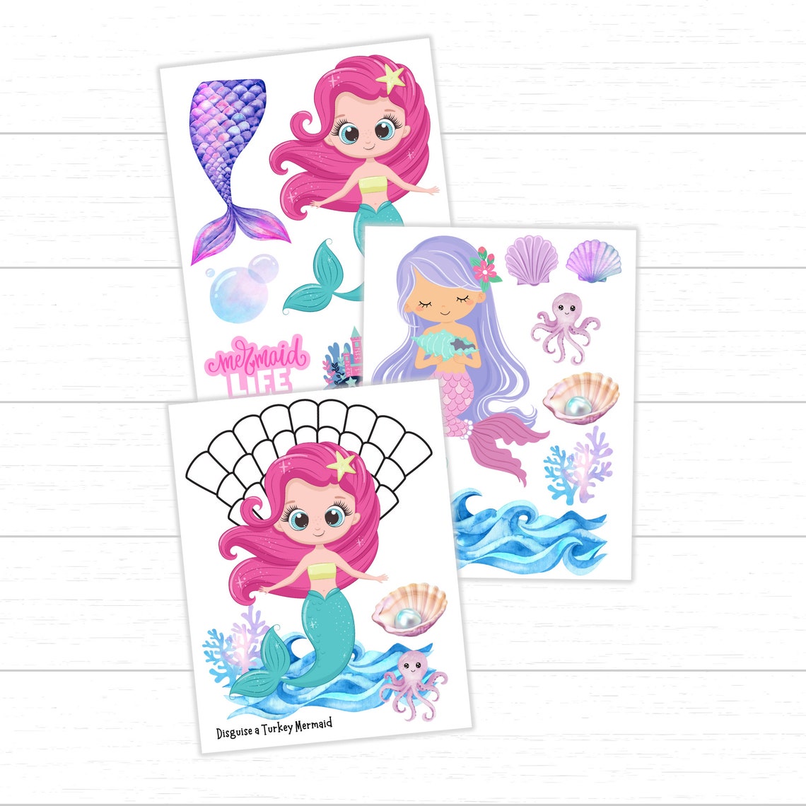 Printable Disguise a Turkey Mermaid Craft – Thanksgiving Activity for ...