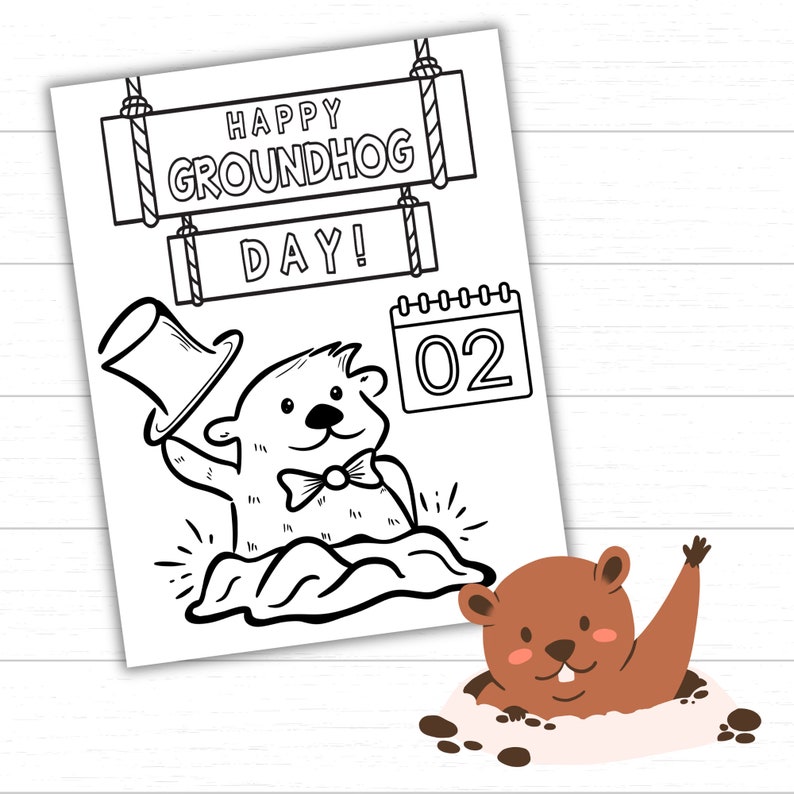 Happy Groundhog Day Coloring Page, Ground Hog Day Activities, Printable ...