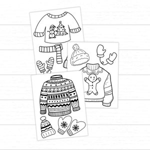 Ugly Christmas Sweater Coloring Pages for Kids, Printable Holiday ...