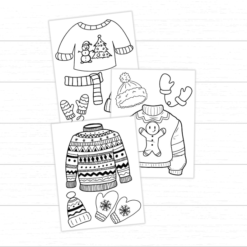Ugly Christmas Sweater Coloring Pages for Kids, Printable Holiday ...