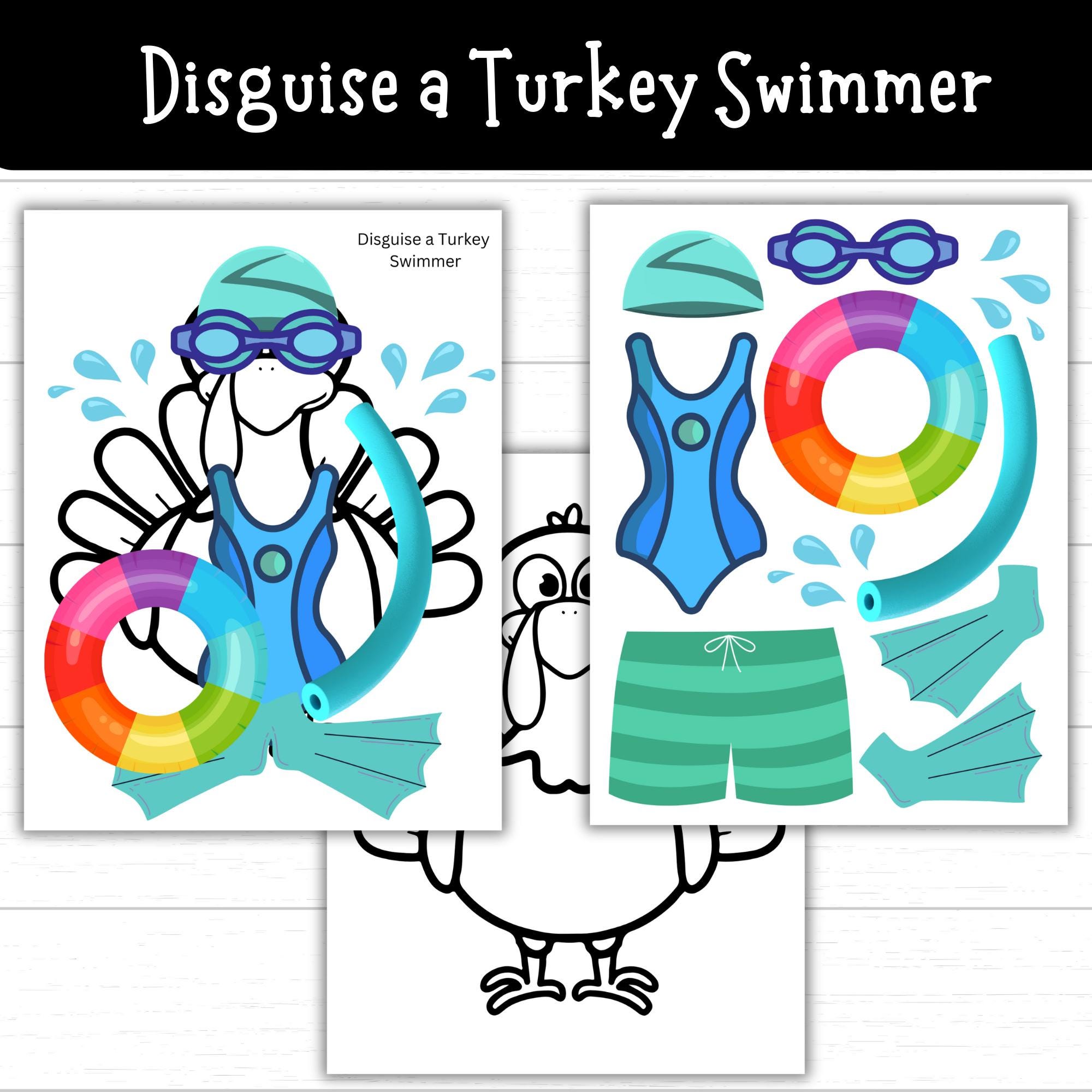 Disguise a Turkey Swimmer Printable, Swimmer Turkey Disguise, Printable ...