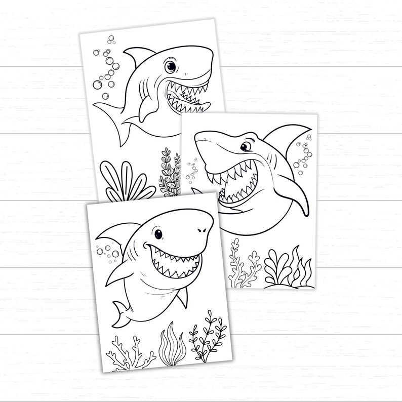 Printable Shark Coloring Pages for Kids, Ocean Themed Coloring Sheets ...