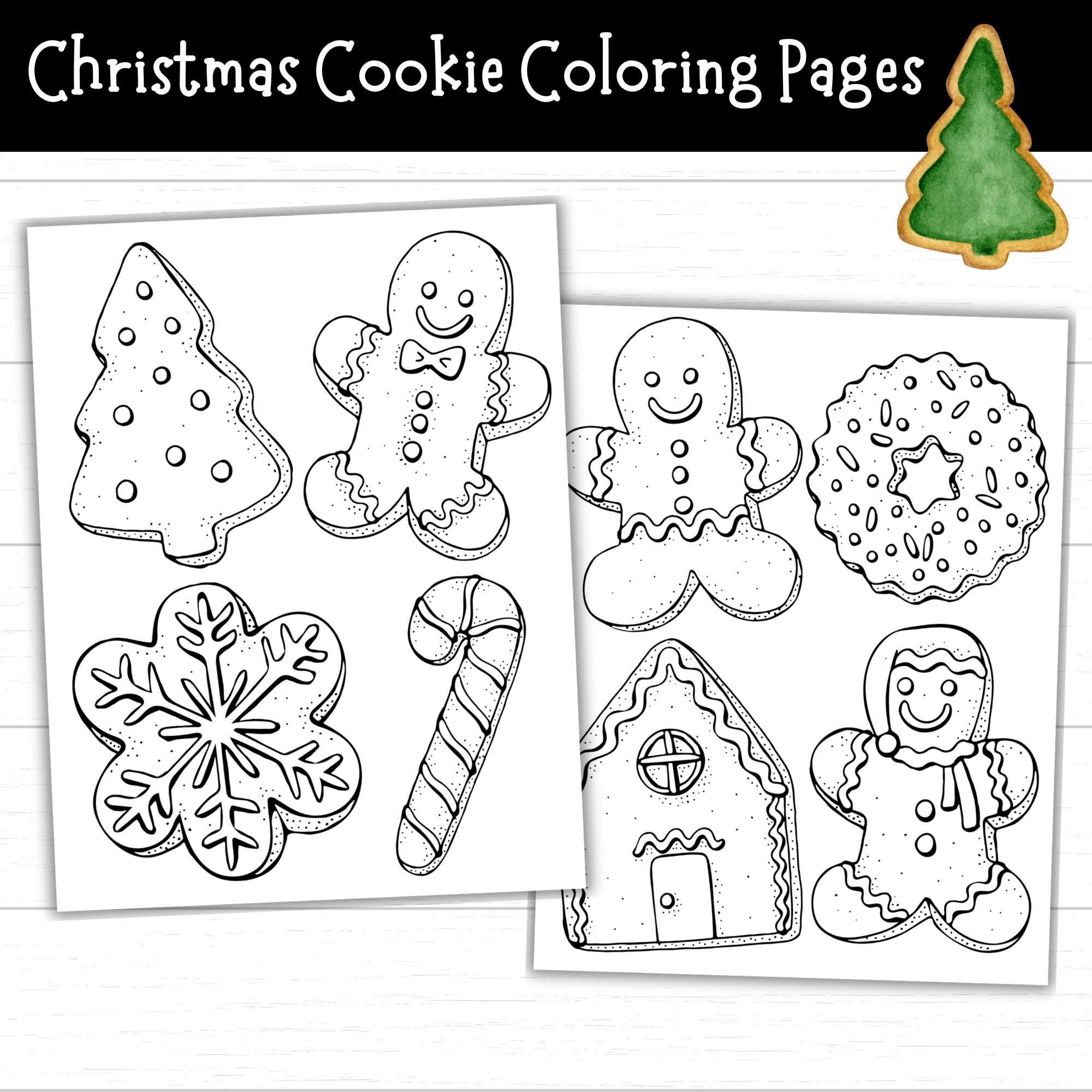 Christmas Cookie Coloring Pages, Cookie Decorating Worksheet ...
