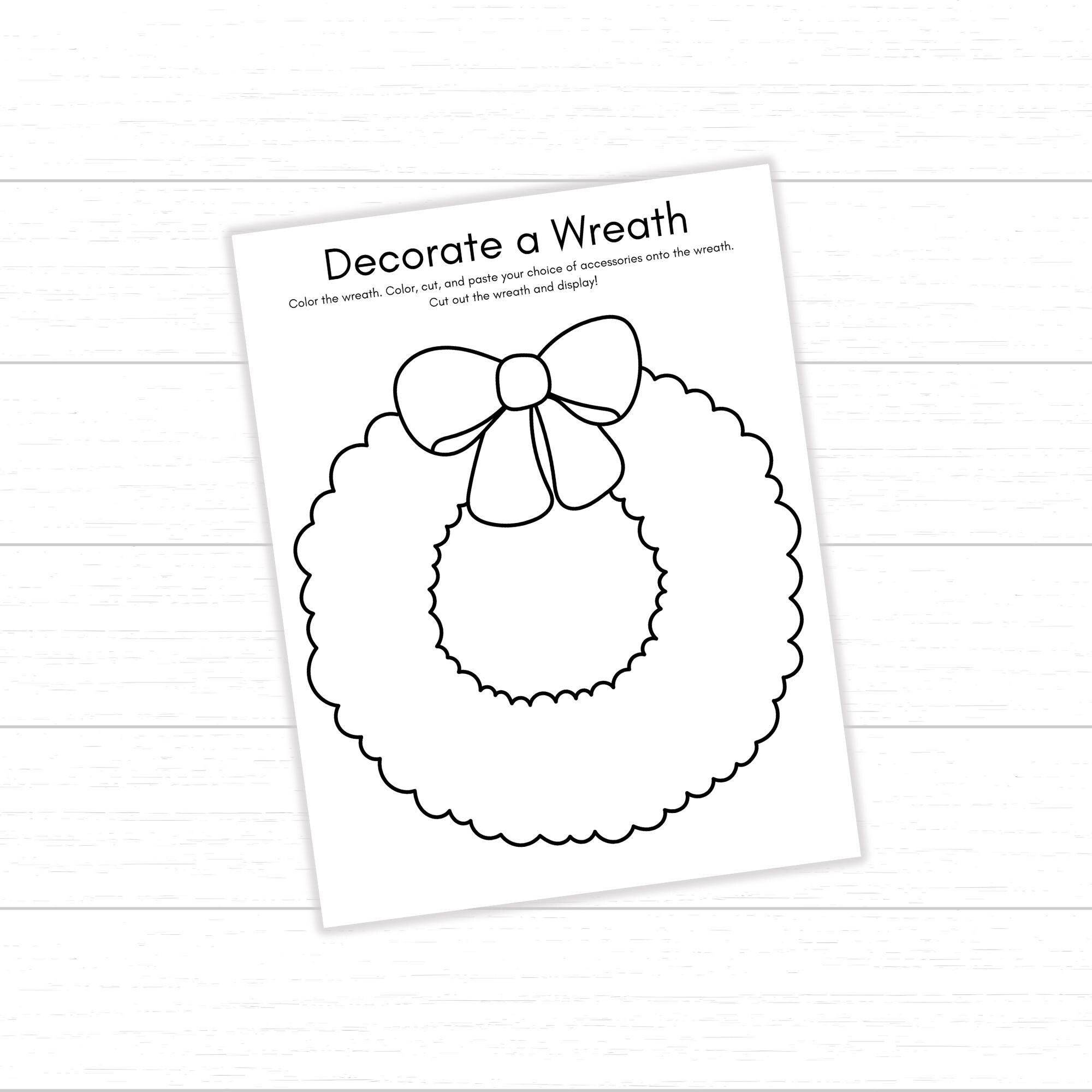 Build a Wreath Printable Christmas Activity for Kids | Decorate a ...