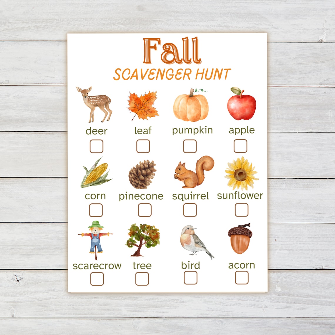 Fall Scavenger Hunt, Fall Activity for Kids, Printable Fall Game, Fall ...