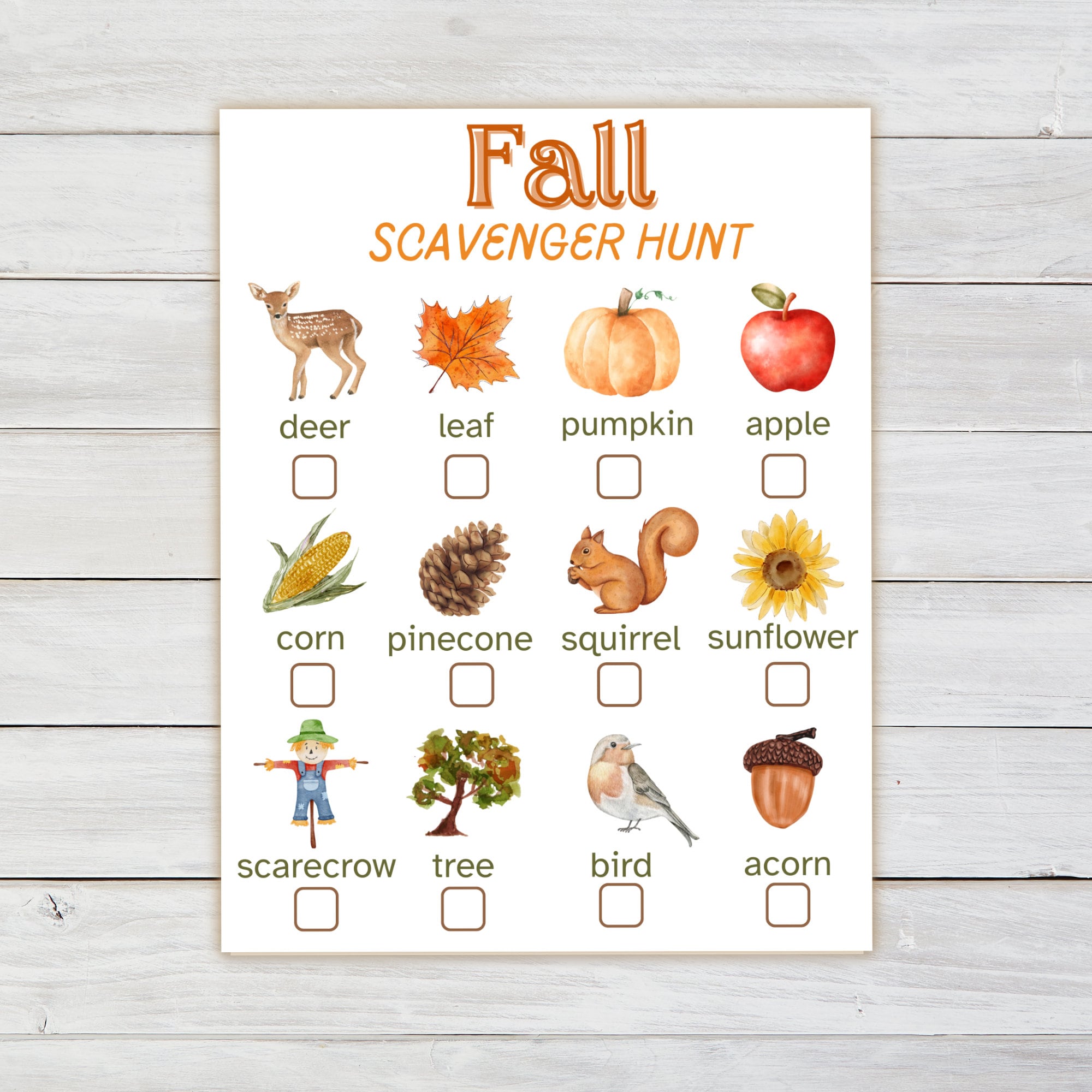 Fall Scavenger Hunt, Fall Activity for Kids, Printable Fall Game, Fall ...