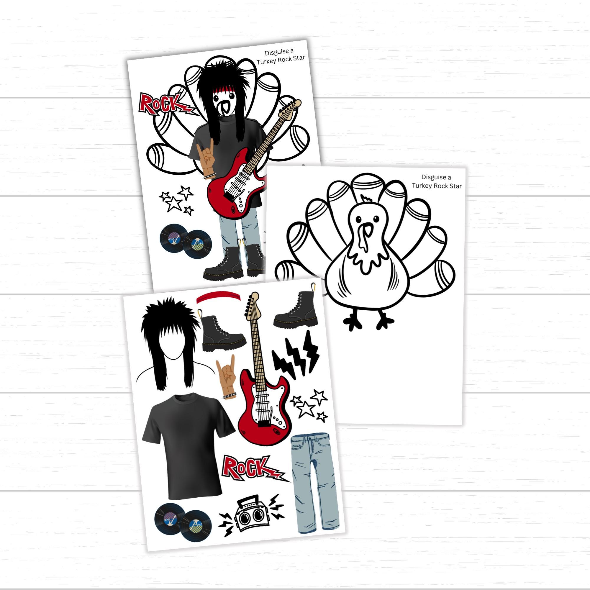 Disguise a Turkey Rockstar, Rockstar Turkey Disguise, Printable Turkey ...