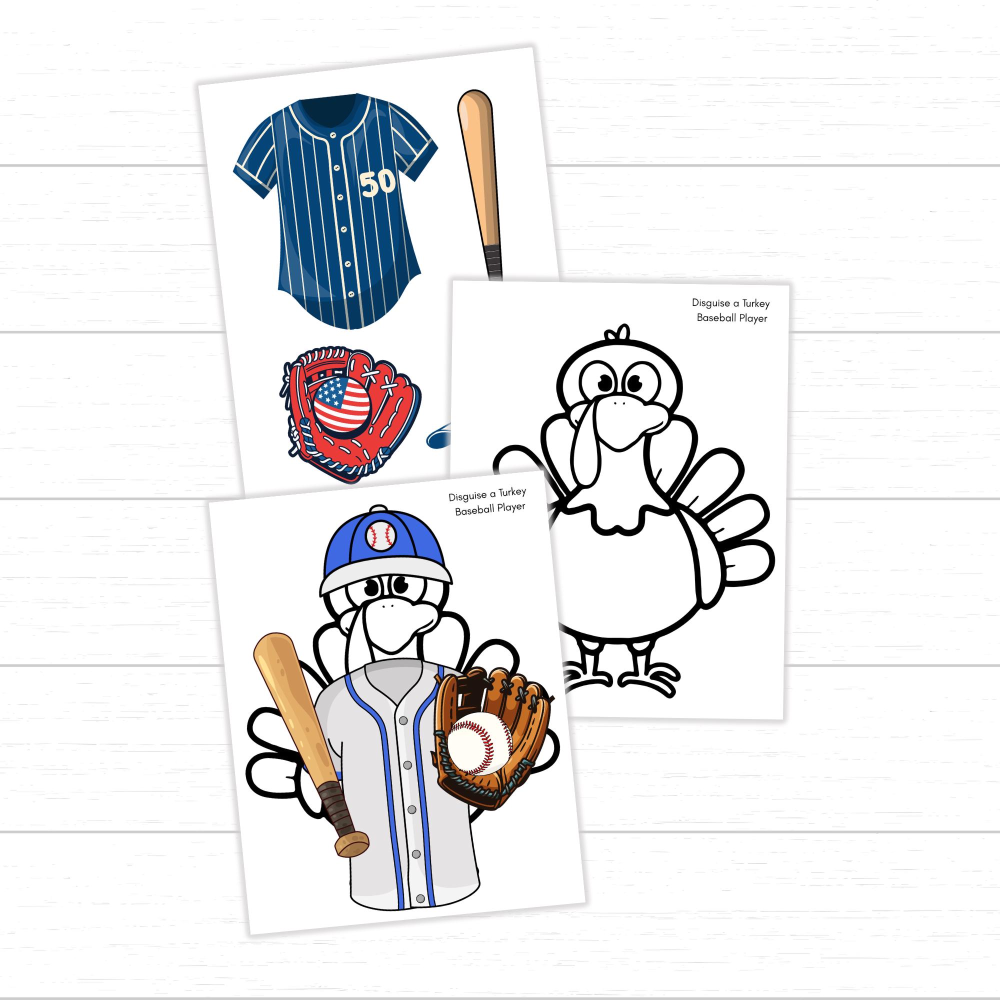 Disguise a Turkey Baseball Craft Printable, Thanksgiving Activity for ...