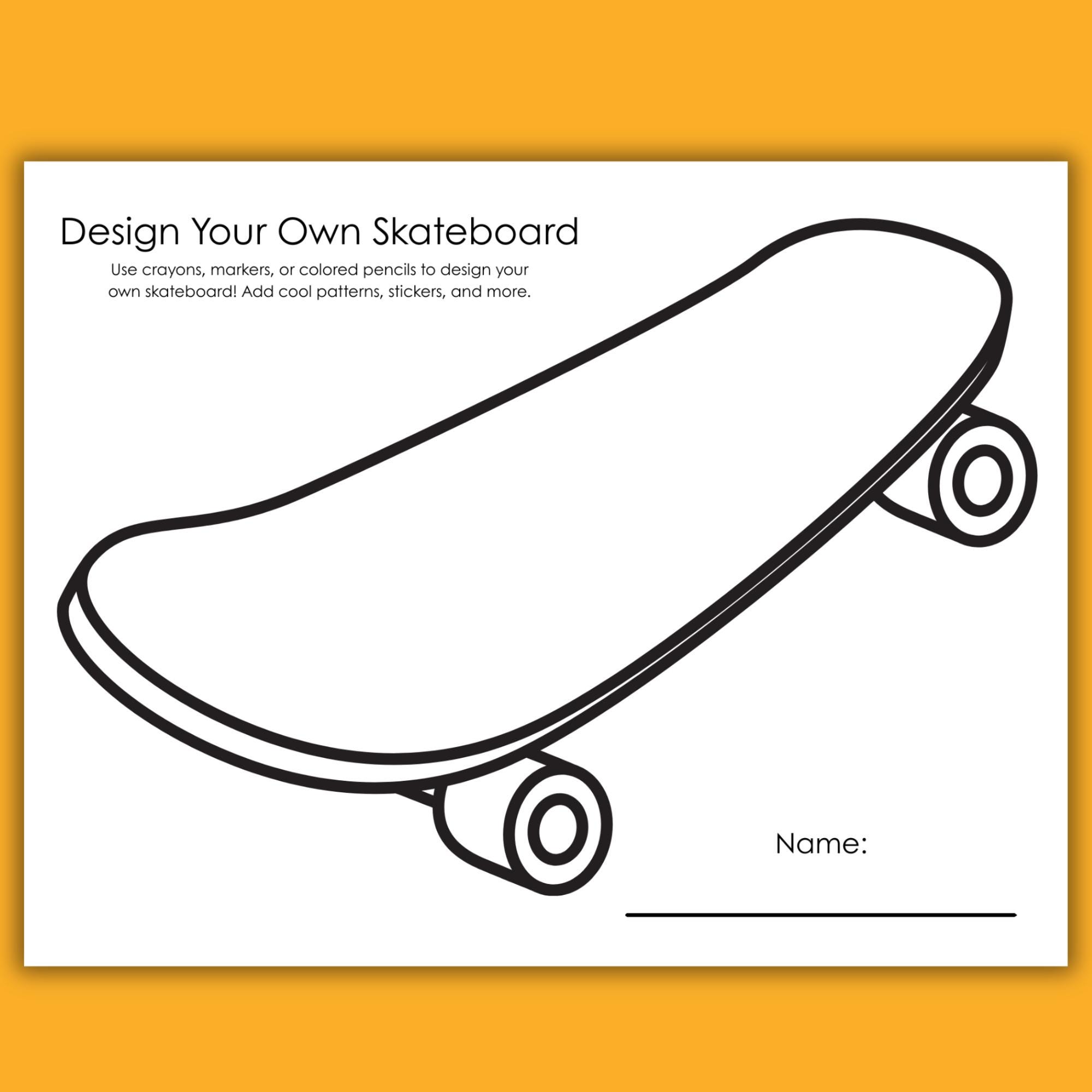 Design Your Own Skateboard Printable, Skateboard Activity Pack for Kids ...