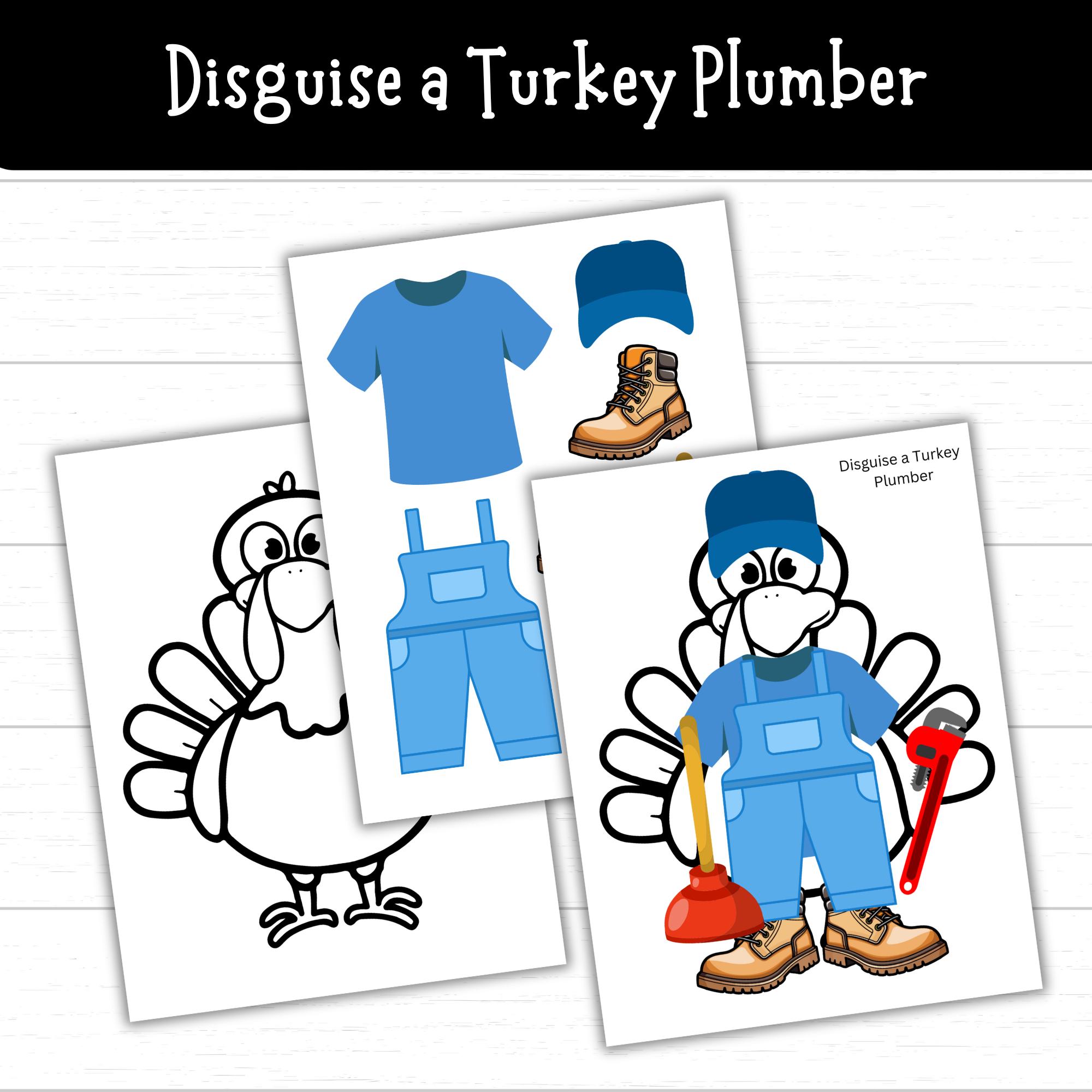 Disguise a Turkey Plumber, Plumber Turkey, Printable Outfit, Turkey ...