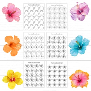 Printable DIY Hawaiian Lei Flower Templates, Flower Cutouts, Tropical ...