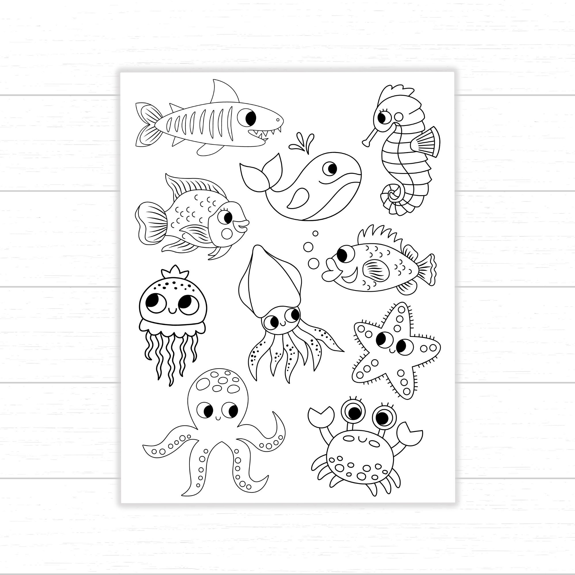 Ocean Animals Coloring Page, Sea Animals Coloring Page, Under the Sea ...