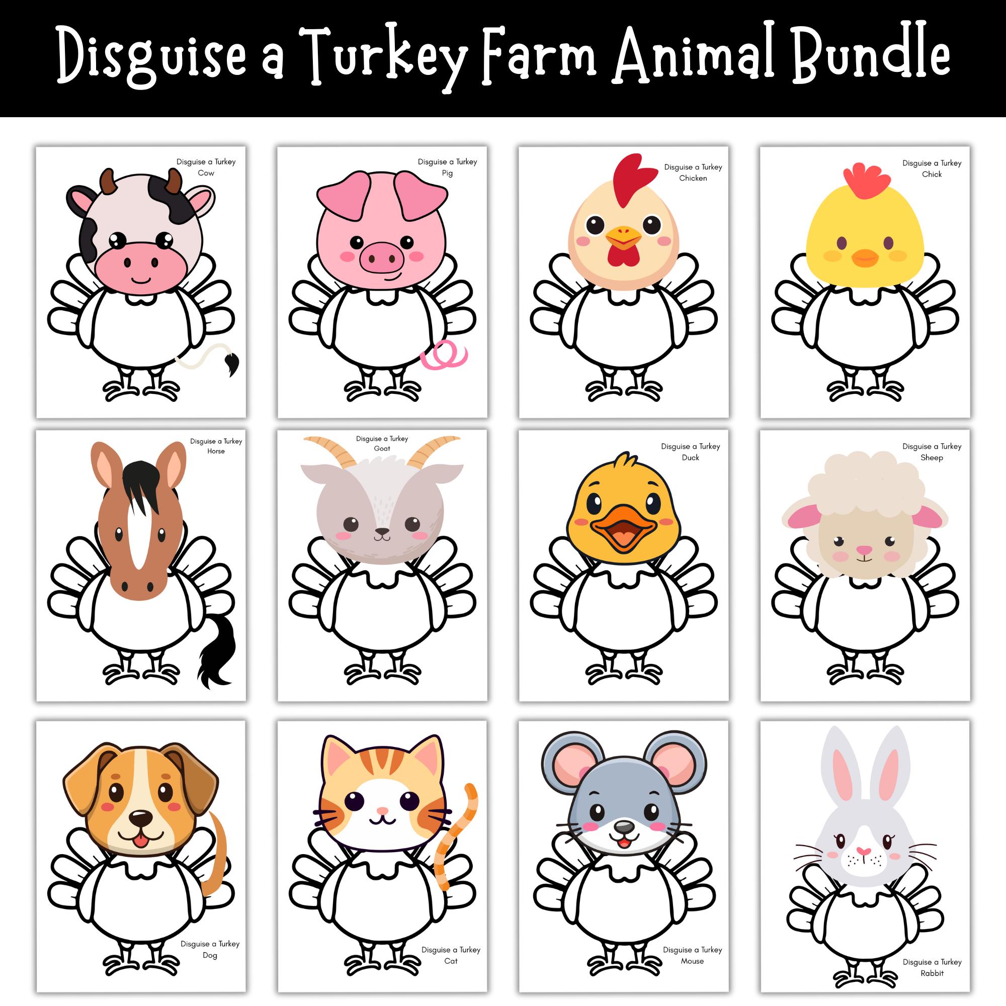 Disguise a Turkey Farm Animal Bundle, Farm Animal Thanksgiving Craft ...