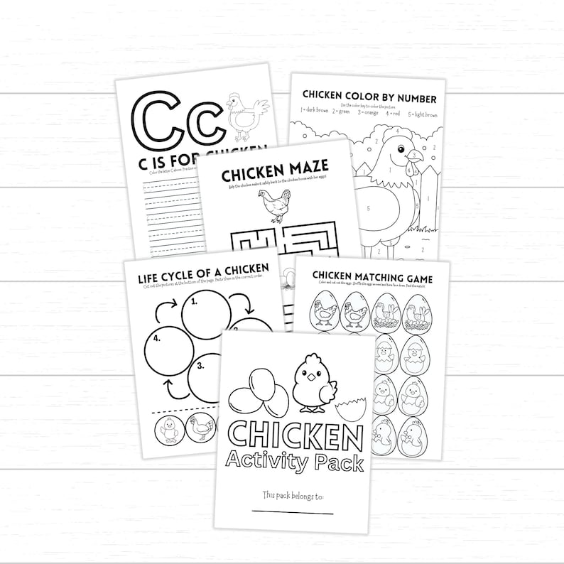 Chicken Activity Pack, Chicken Unit, Chicken Worksheets for Kids, Cute ...
