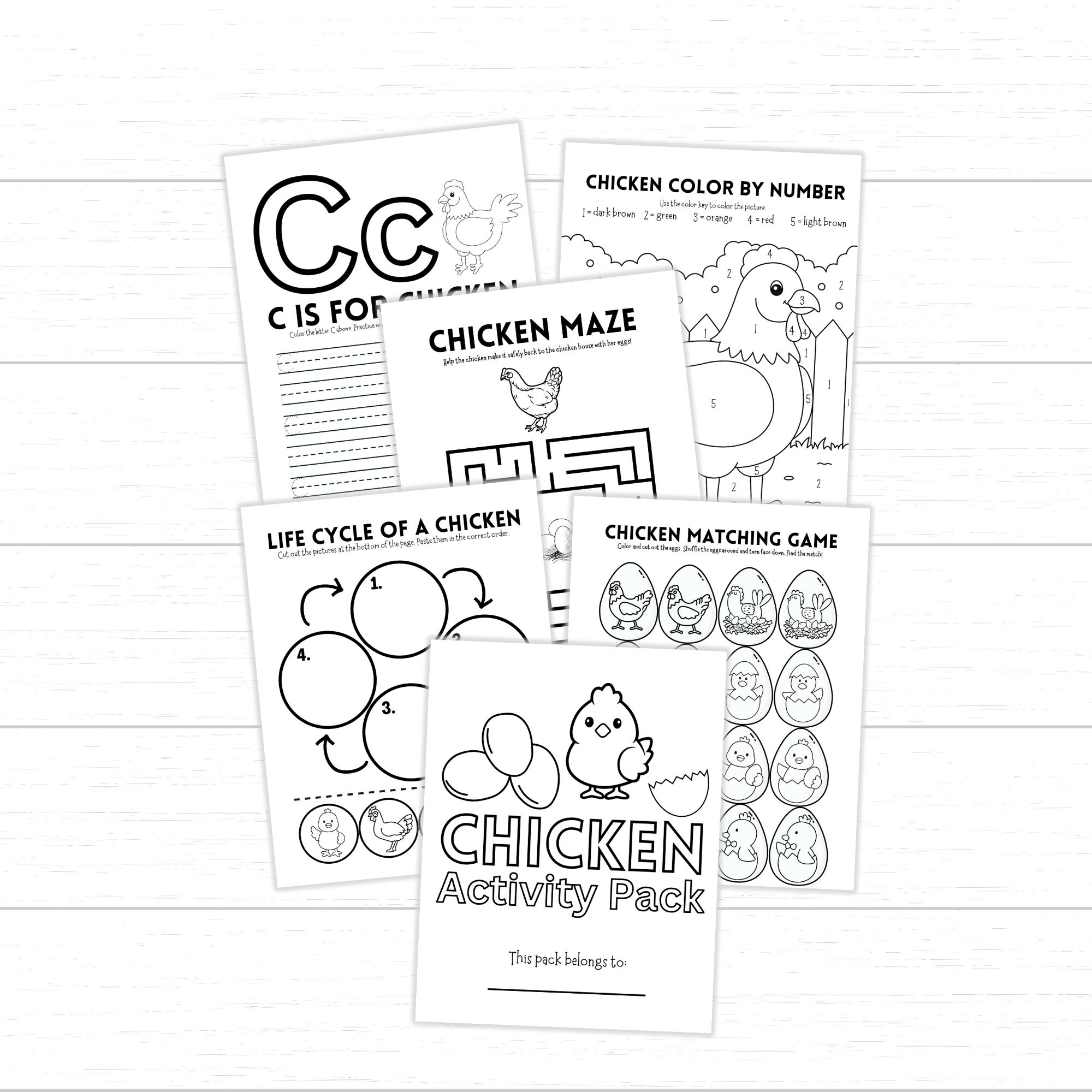 Chicken Activity Pack, Chicken Unit, Chicken Worksheets for Kids, Cute ...