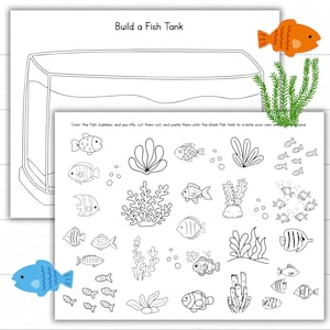 Build a Fish Tank Printable Coloring Activity for Kids, DIY Aquarium ...