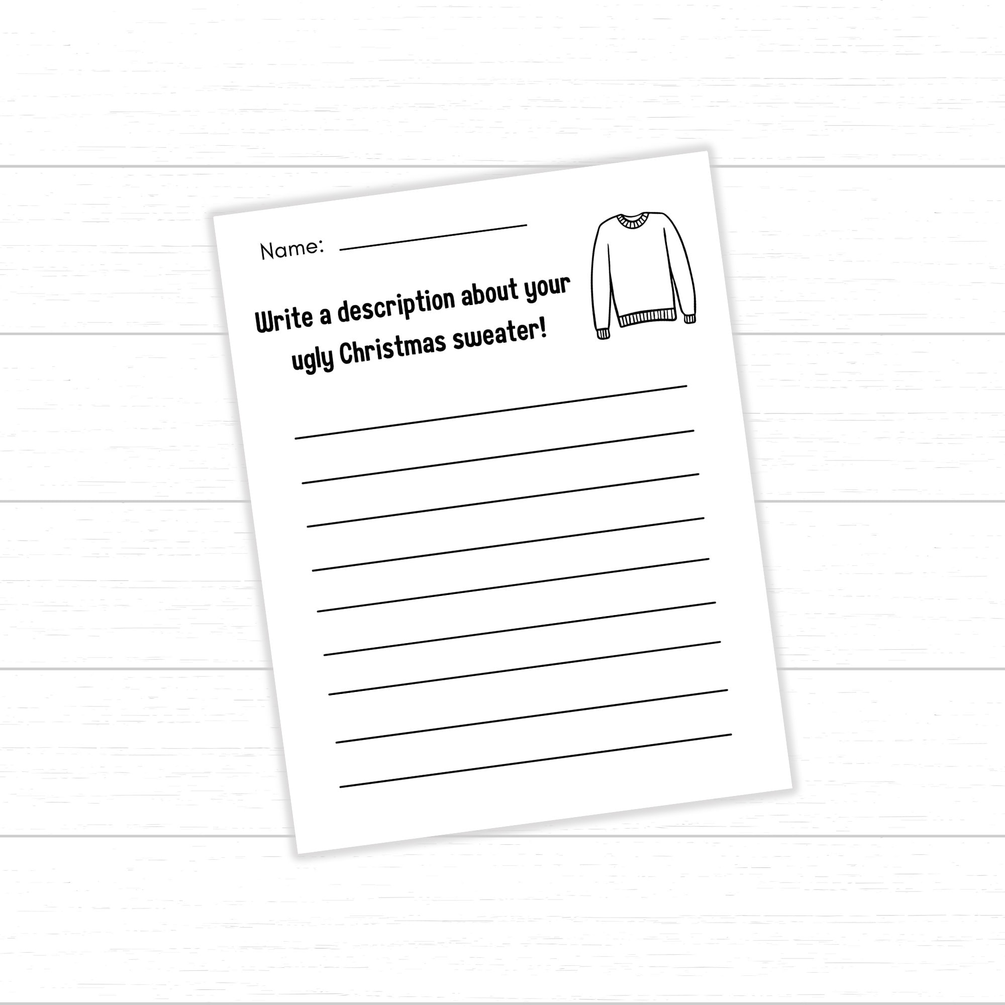 Ugly Christmas Sweater Design Printable, Kids Holiday Activity (PDF) - Etsy